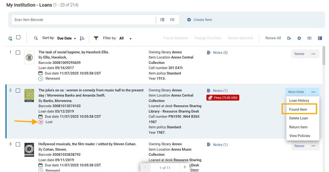 How to renew “lost” items? – Documentation